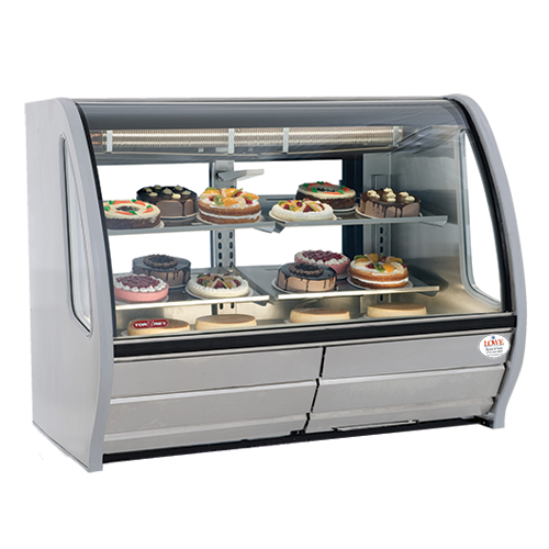 Commercial Curved Glass Bakery Display With Shelves...