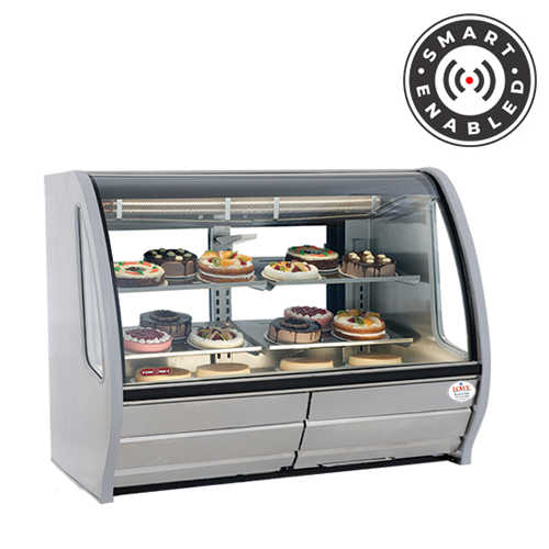 Commercial Curved Glass Bakery Display With Shelves...